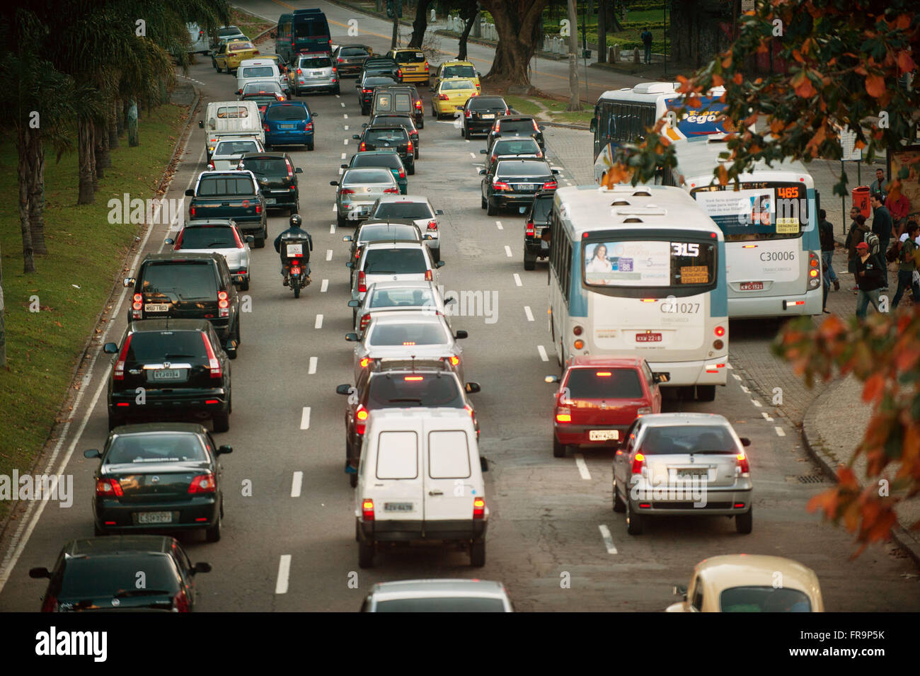 Traffic congestion on the avenue of Sao Conrado neighborhood - south of ...