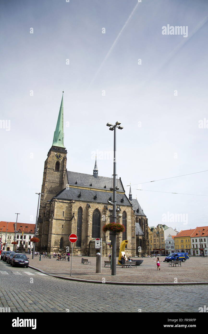 Cathedral of St. Bartholomew on the Marian square, in Pilsen, Czech ...