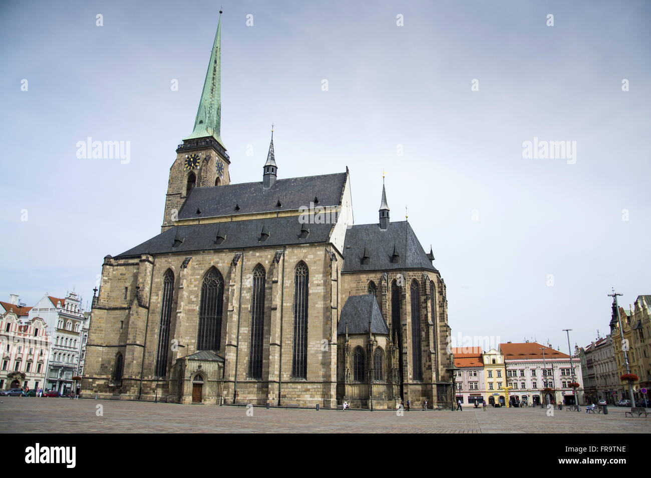 Cathedral of St. Bartholomew on the Marian square, in Pilsen, Czech ...