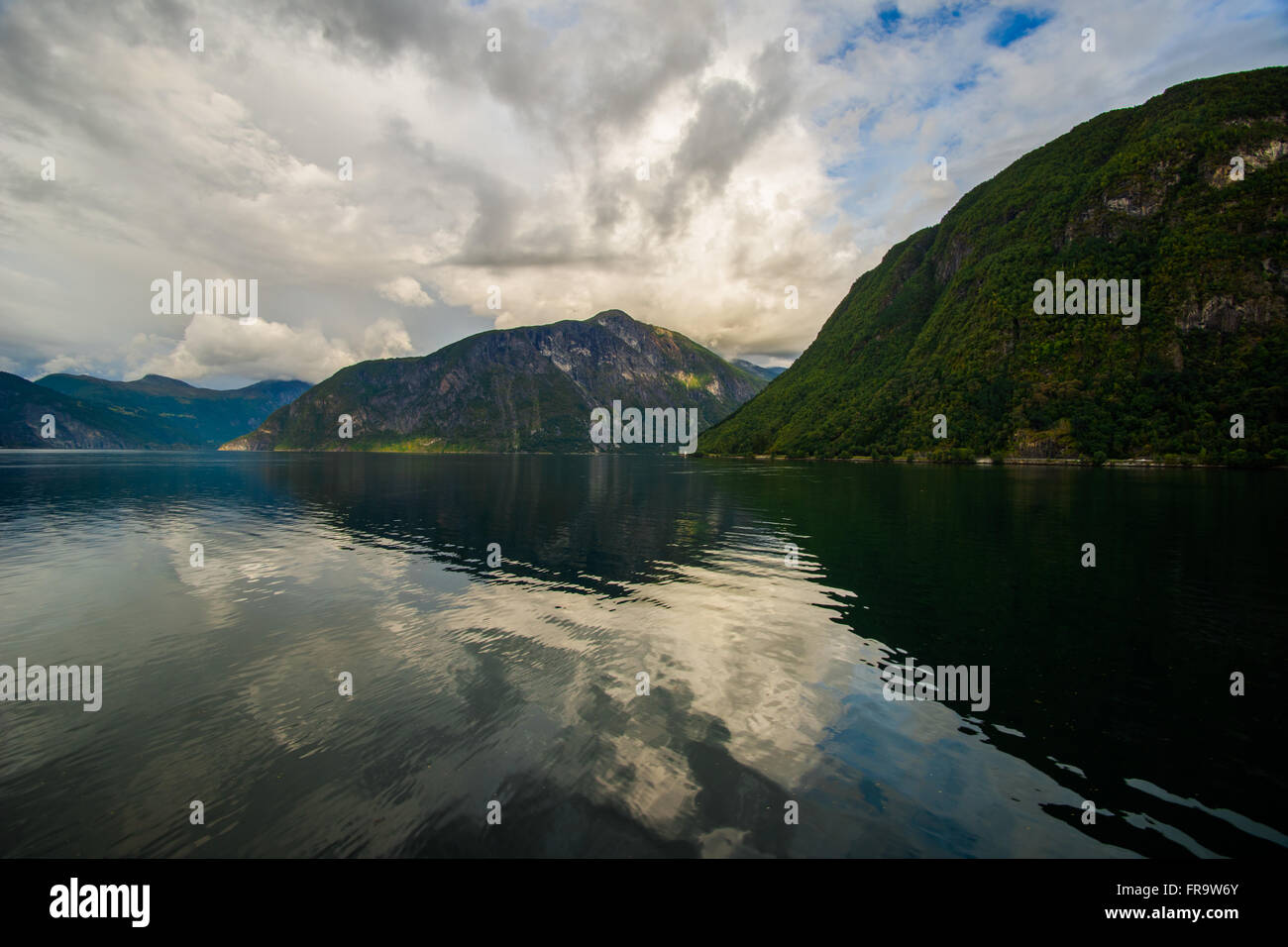 Beautiful summer view of Norwegian fjord. Storfjorden, about Eidsdal ...