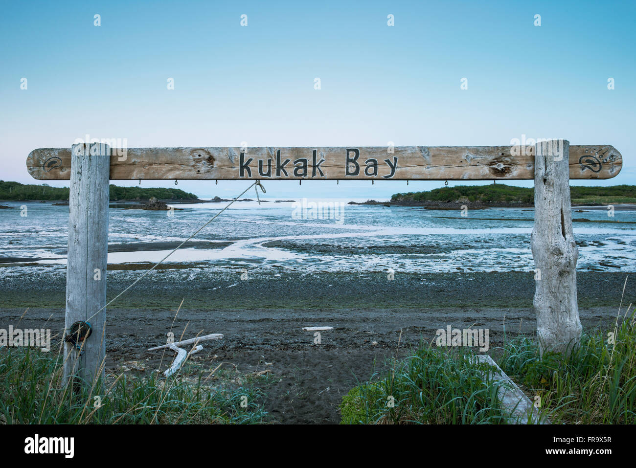 Kukak Bay sign near Katmai Wilderness Lodge, Katmai National Park ...