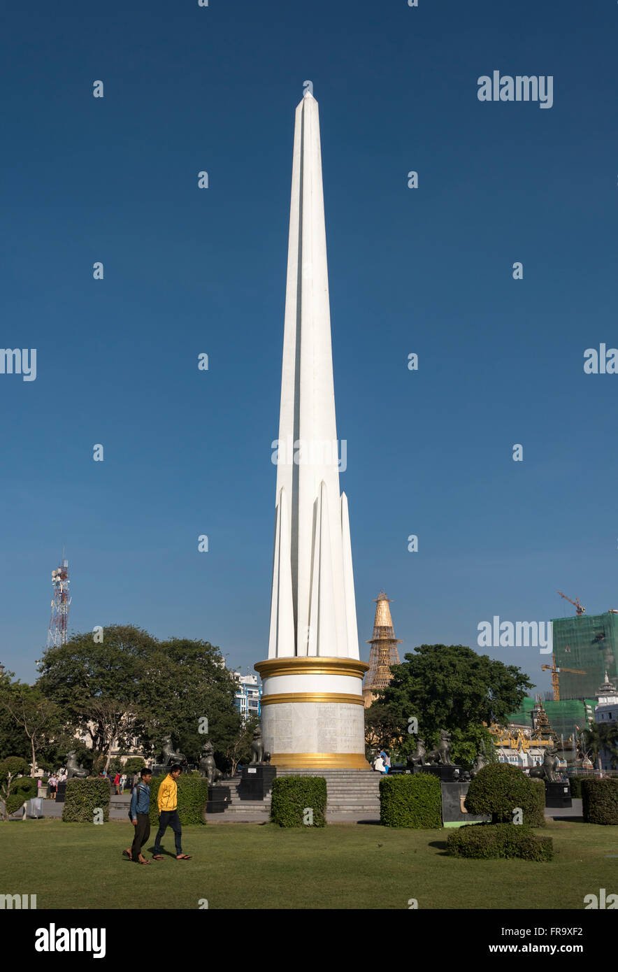 Independence monument in maha bandula park myanmar hi-res stock ...
