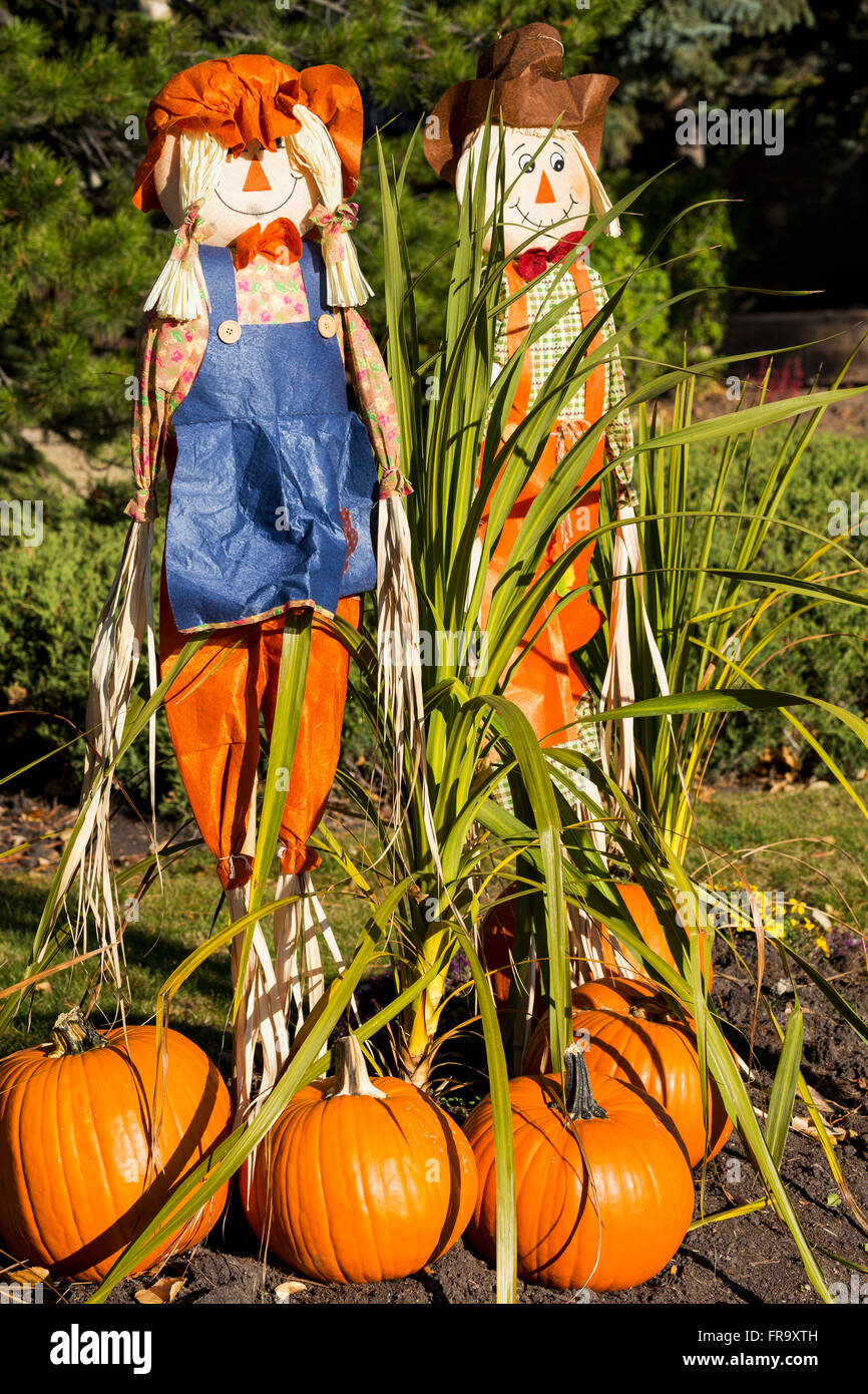 Male female scarecrows in garden hi-res stock photography and images ...