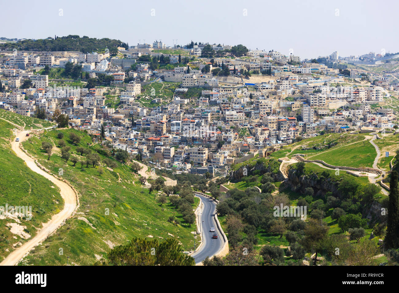 Looking East through the Valley of Hinnom, also known as the Valley of ...