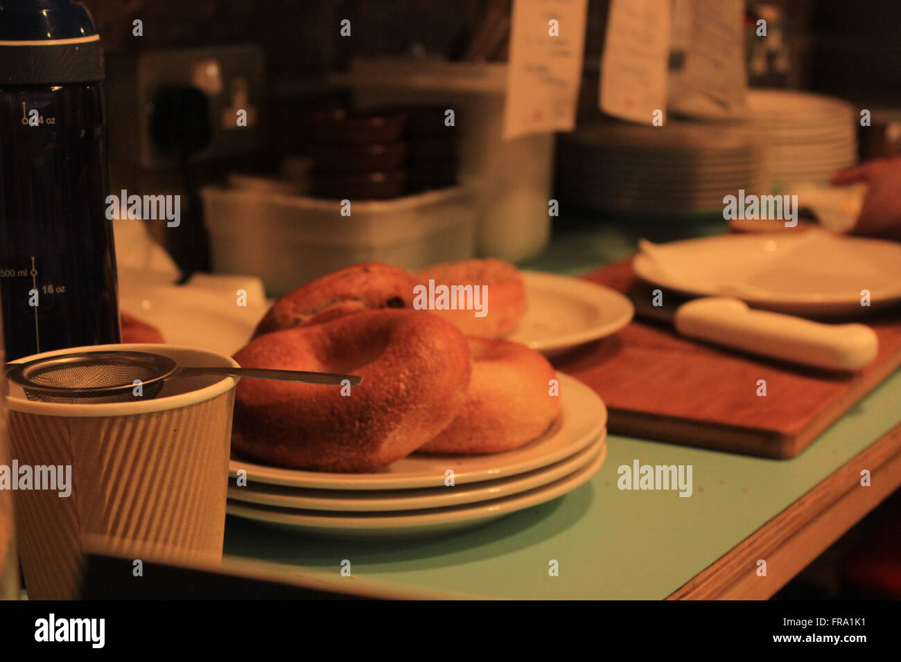 Bagels in cafe Stock Photo - Alamy