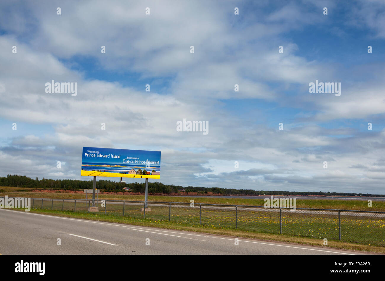 welcome to prince edward island sign on highway Stock Photo - Alamy