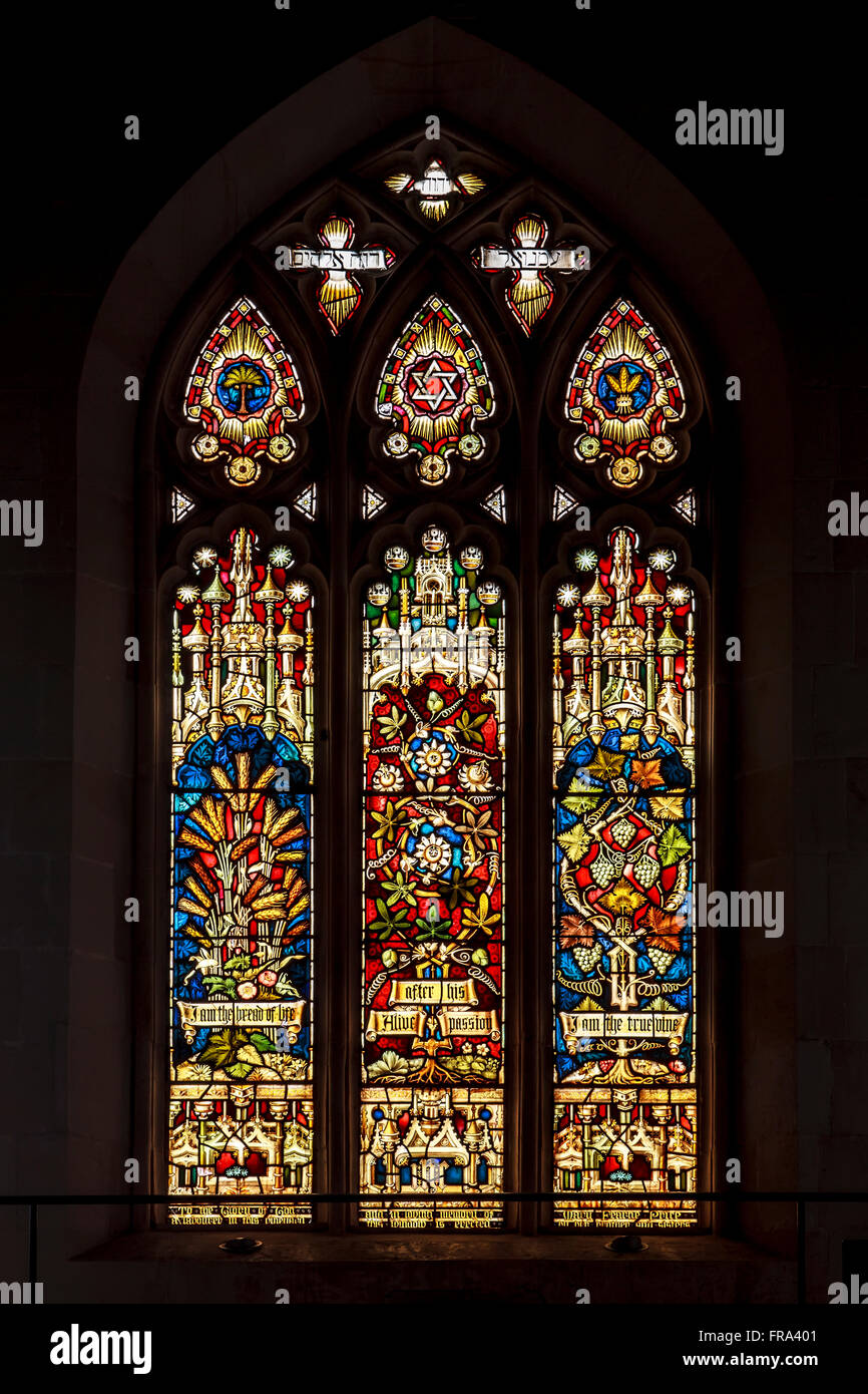 Colourful stained glass window, Christ Church; Jerusalem, Israel Stock ...
