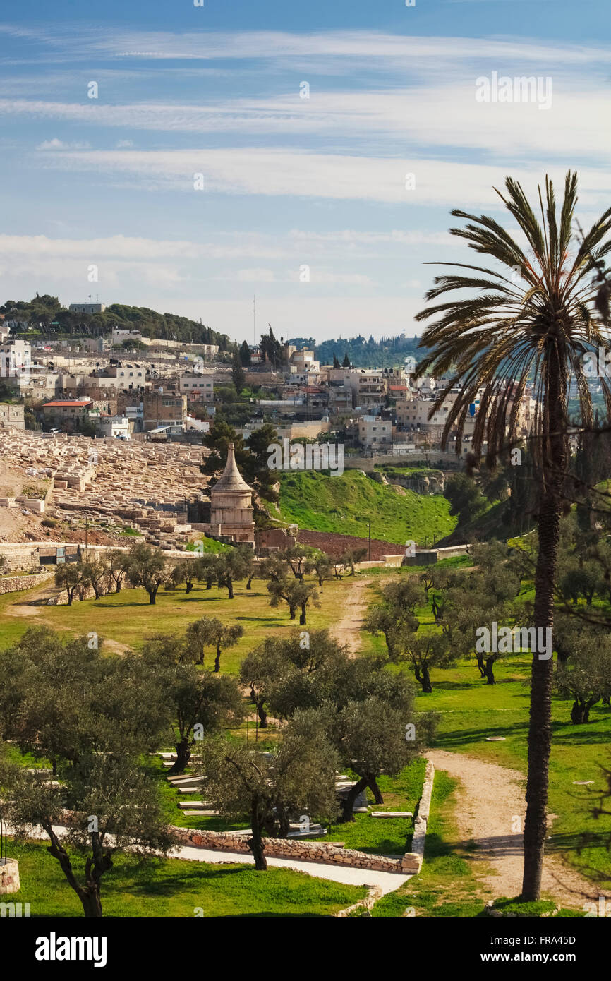 Absalom's tomb and graves in a cemetery; Jerusalem, Israel Stock Photo ...