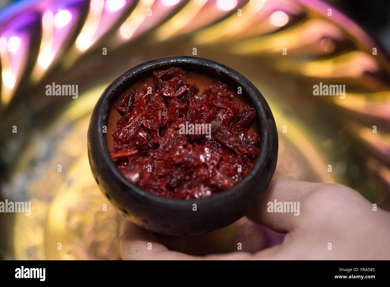Preparation The Hookah With Fruits For Smoking The Traditional Hubble ...