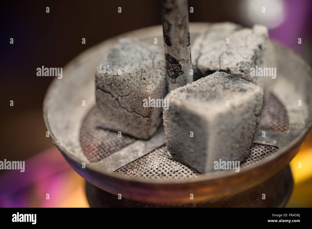 Preparation The Hookah With Charcoal For Smoking The Traditional Hubble ...