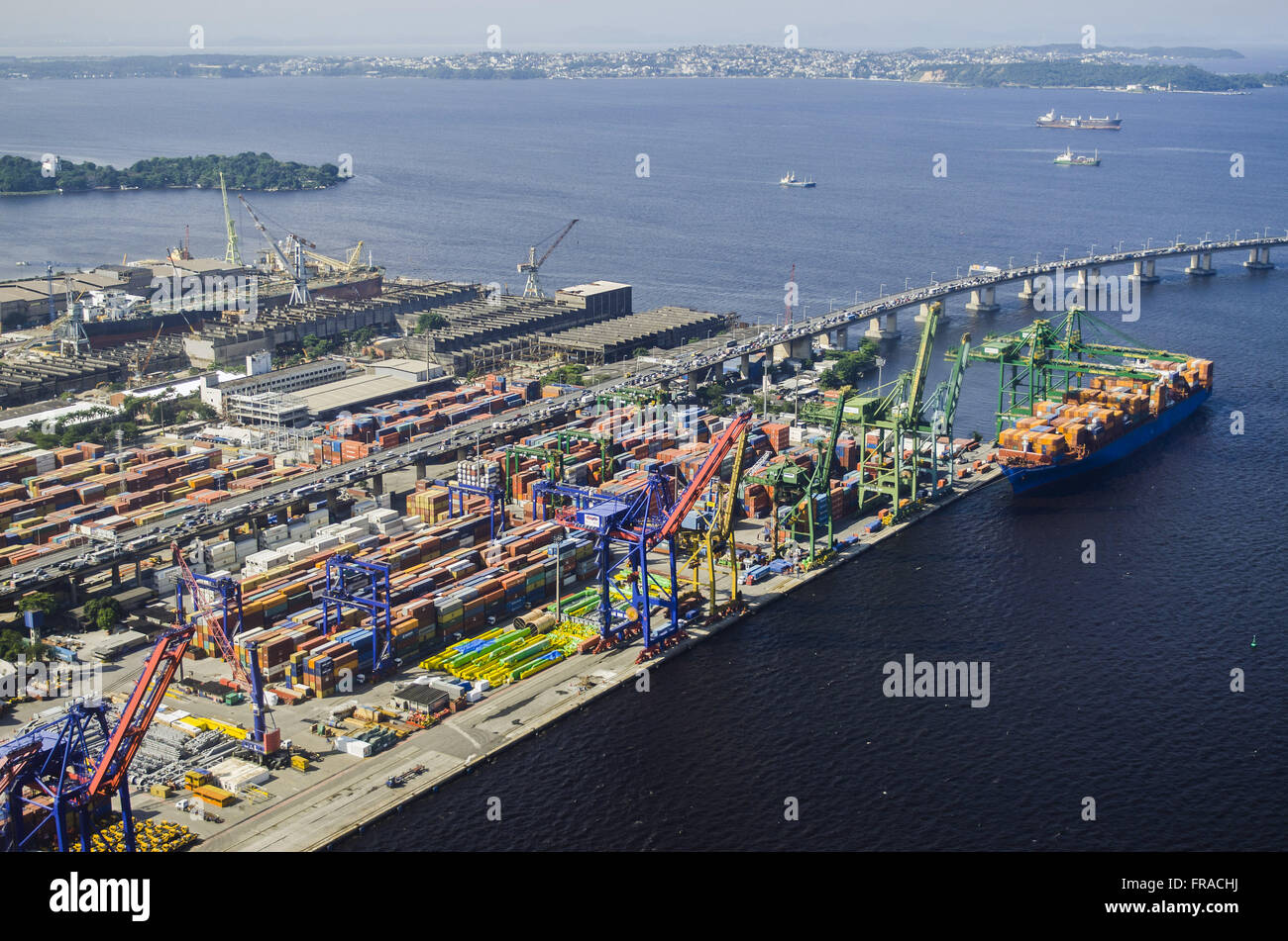 Aerial view of the Port of Rio de Janeiro and Rio-Niteroi Stock Photo ...