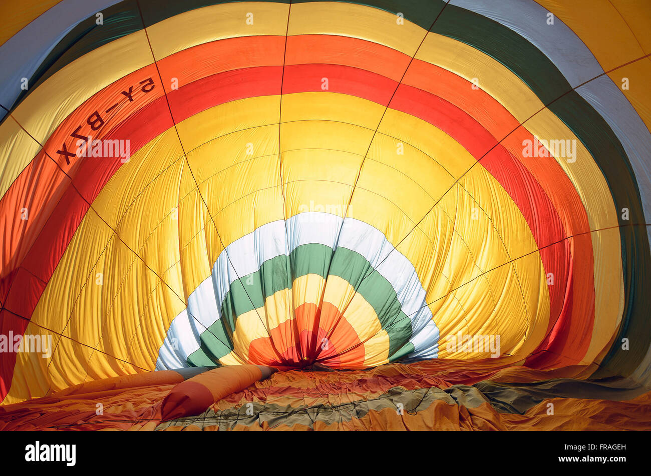 Balloon deflating after tourist flight in Maasai Mara National Reserve ...