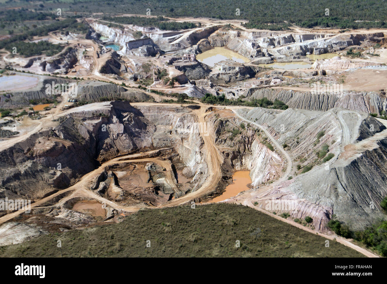 Aerial view of gold mining on the edge of the Pantanal Pocone Stock ...