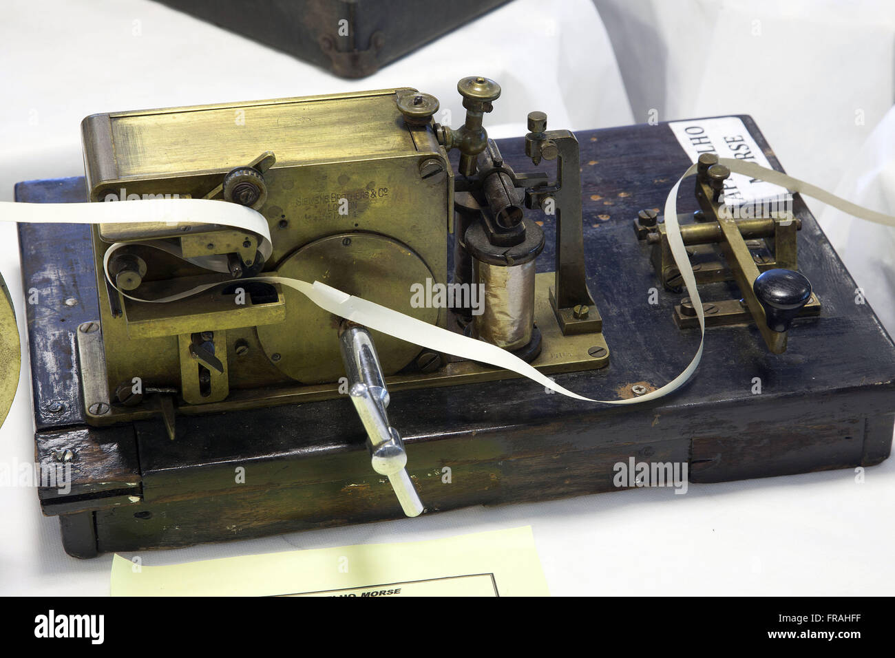 Morse telegraph apparatus or exposed in museum Stock Photo - Alamy