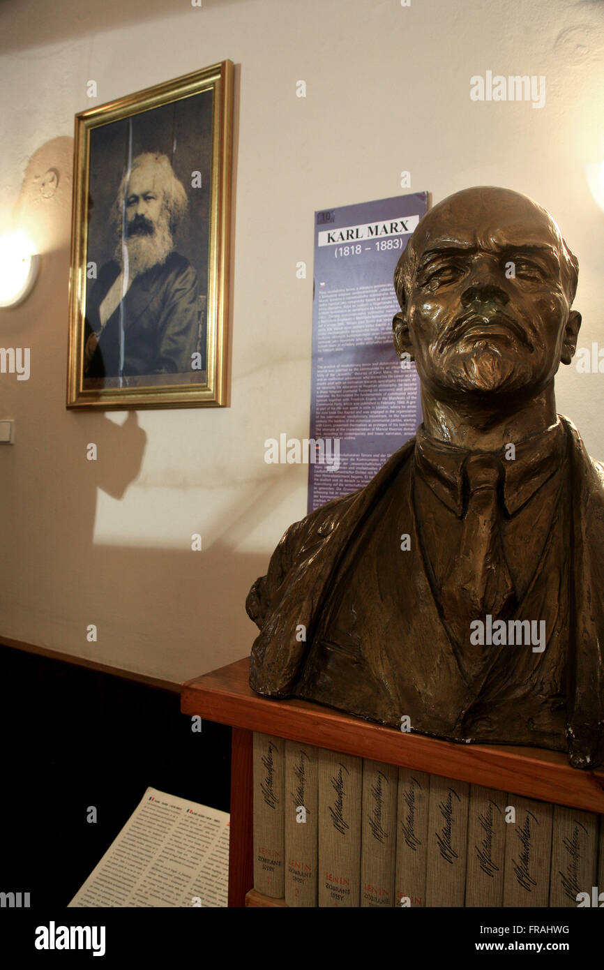 Bust of Lenin and Karl Marx portrait of the Museum of Communism in ...