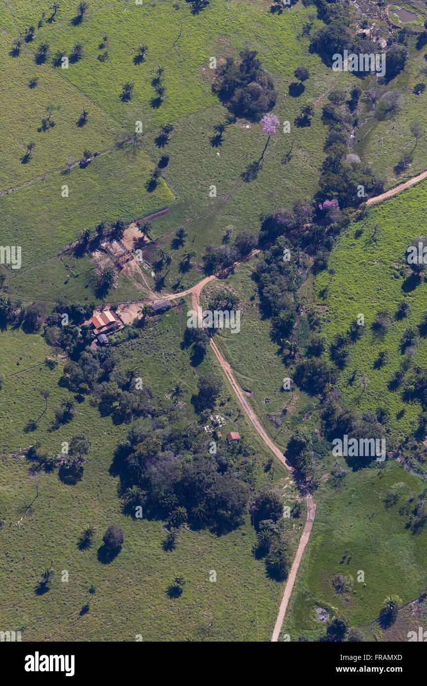 Aerial view of property in the countryside Stock Photo - Alamy