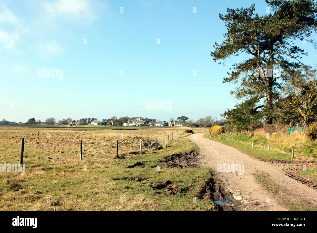 A footpath from Skinburness to Grune point in West Cumbria. A dry day ...