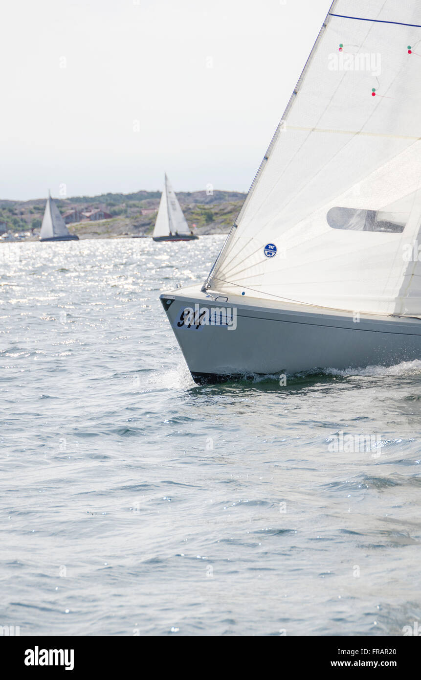 one sail competition on swedish westcoast one lonely boat Stock Photo ...