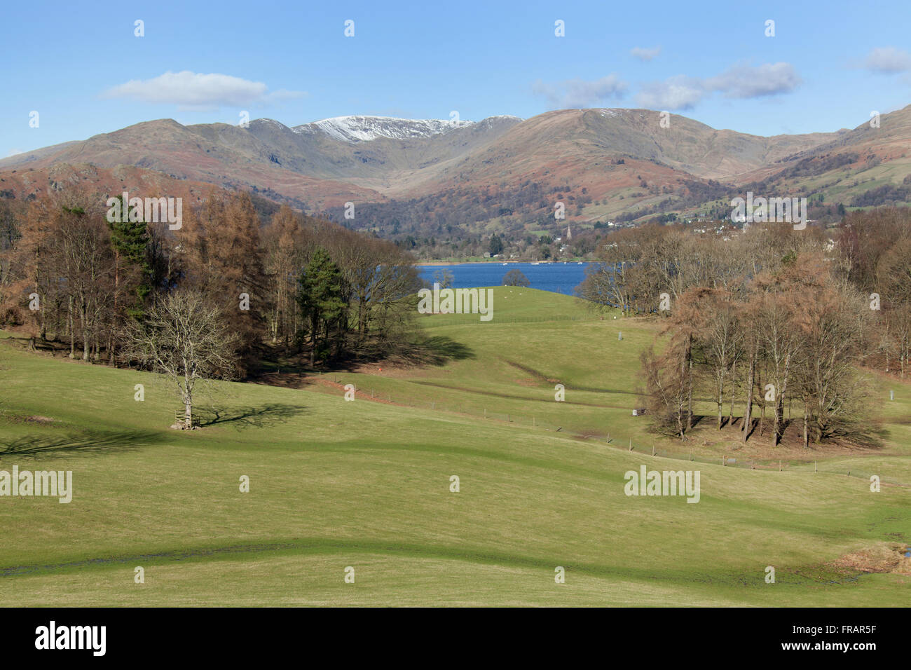 Lake Windermere, England. Picturesque view over Low Wray from Wray ...