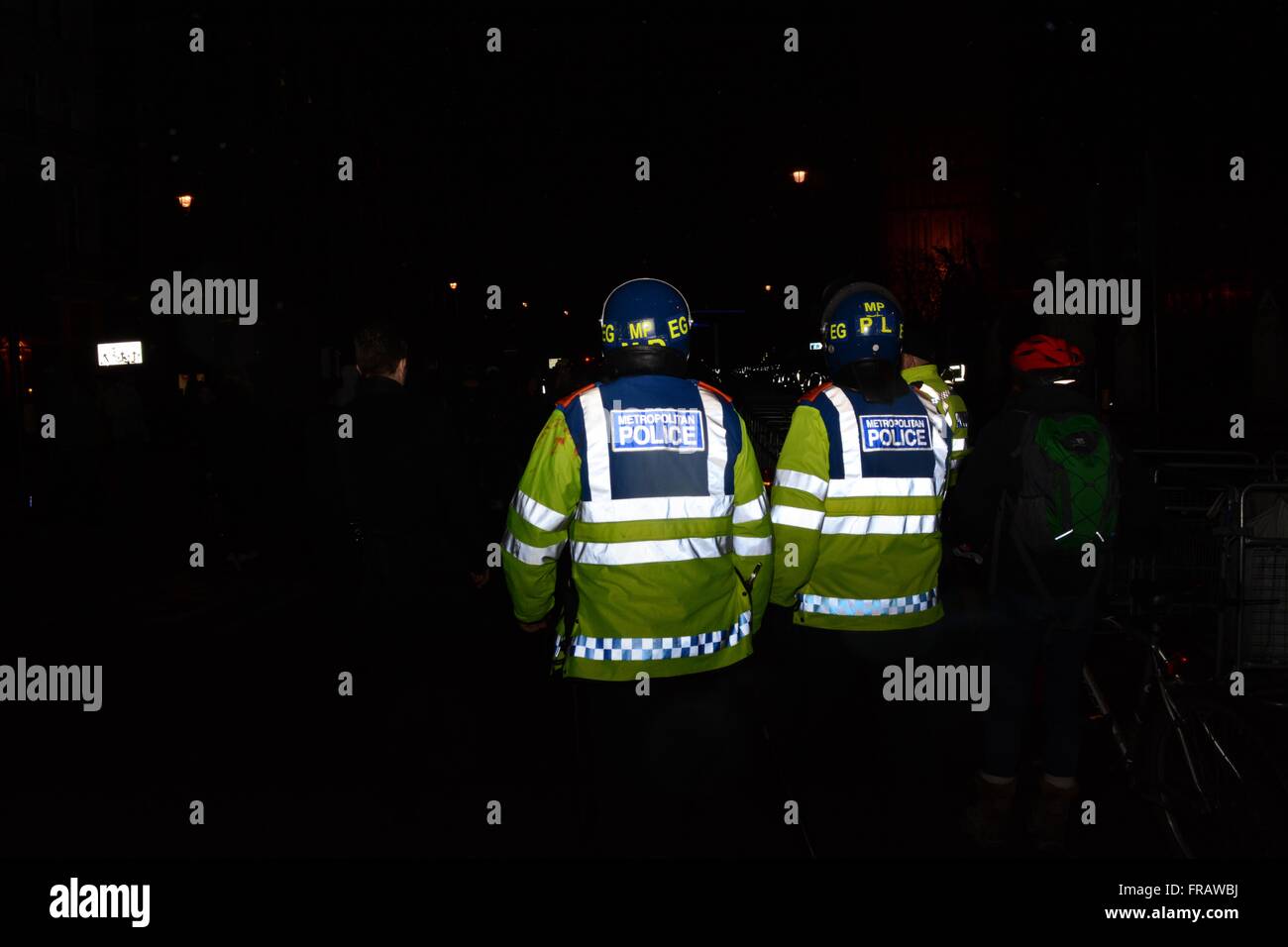 November 5th 2015. London, UK. Police officers in riot helmets walks ...