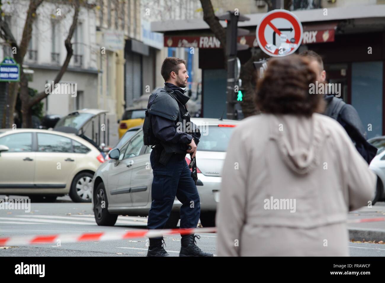 November 14th 2015. Paris, France. Armed French police officers guard a ...
