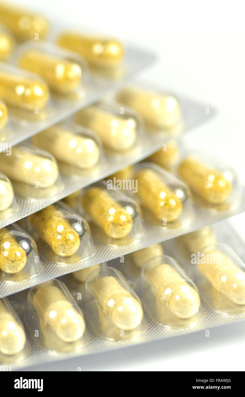 royal jelly capsules and pollen capsules in blister Stock Photo - Alamy