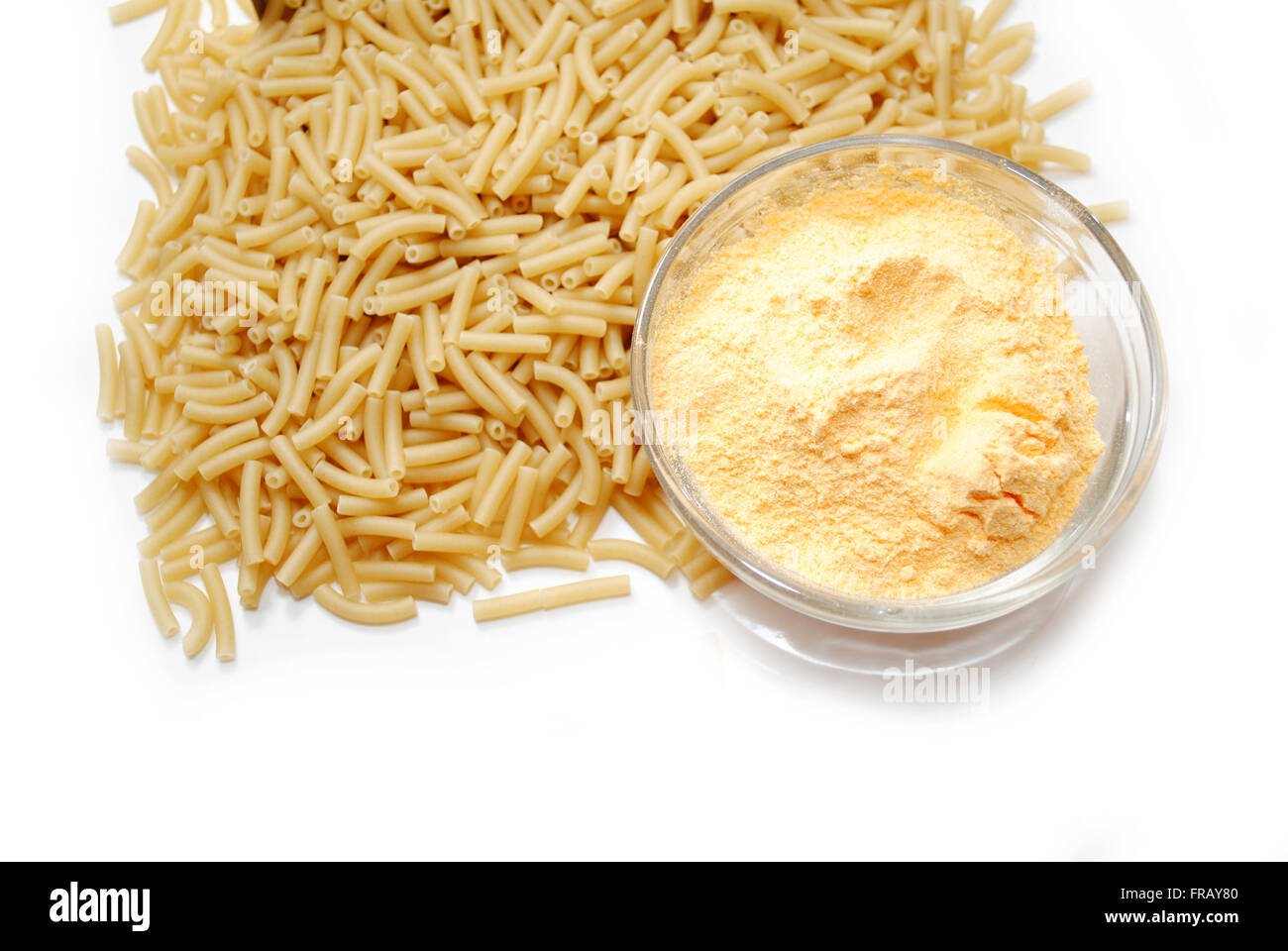 Macaroni and Processed Powdered Cheese Ingredients Stock Photo - Alamy