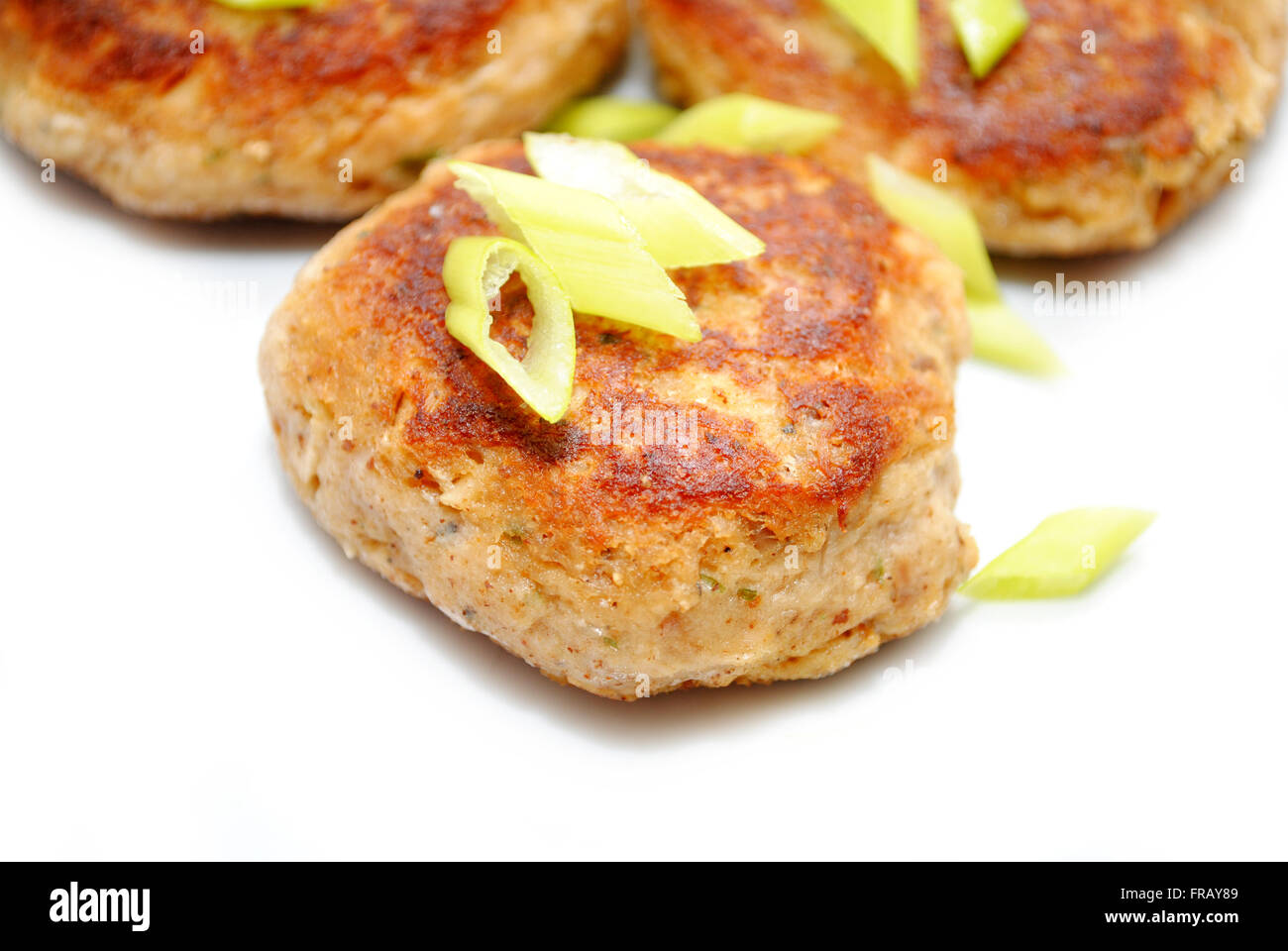 Close Up of Fish Cakes with Sliced scallions Stock Photo - Alamy