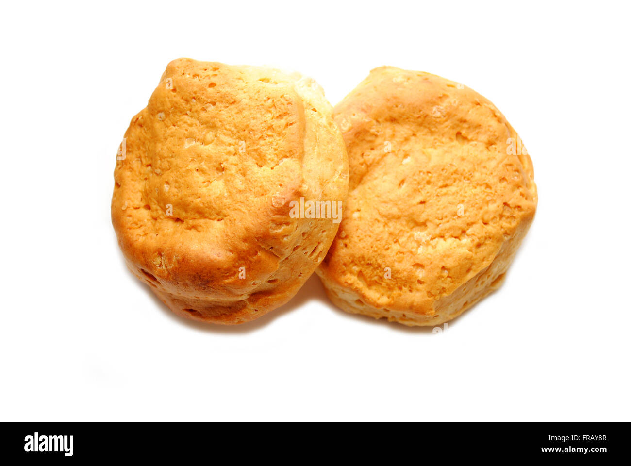 Two Fresh Baked Biscuit Isolated Over White Stock Photo - Alamy