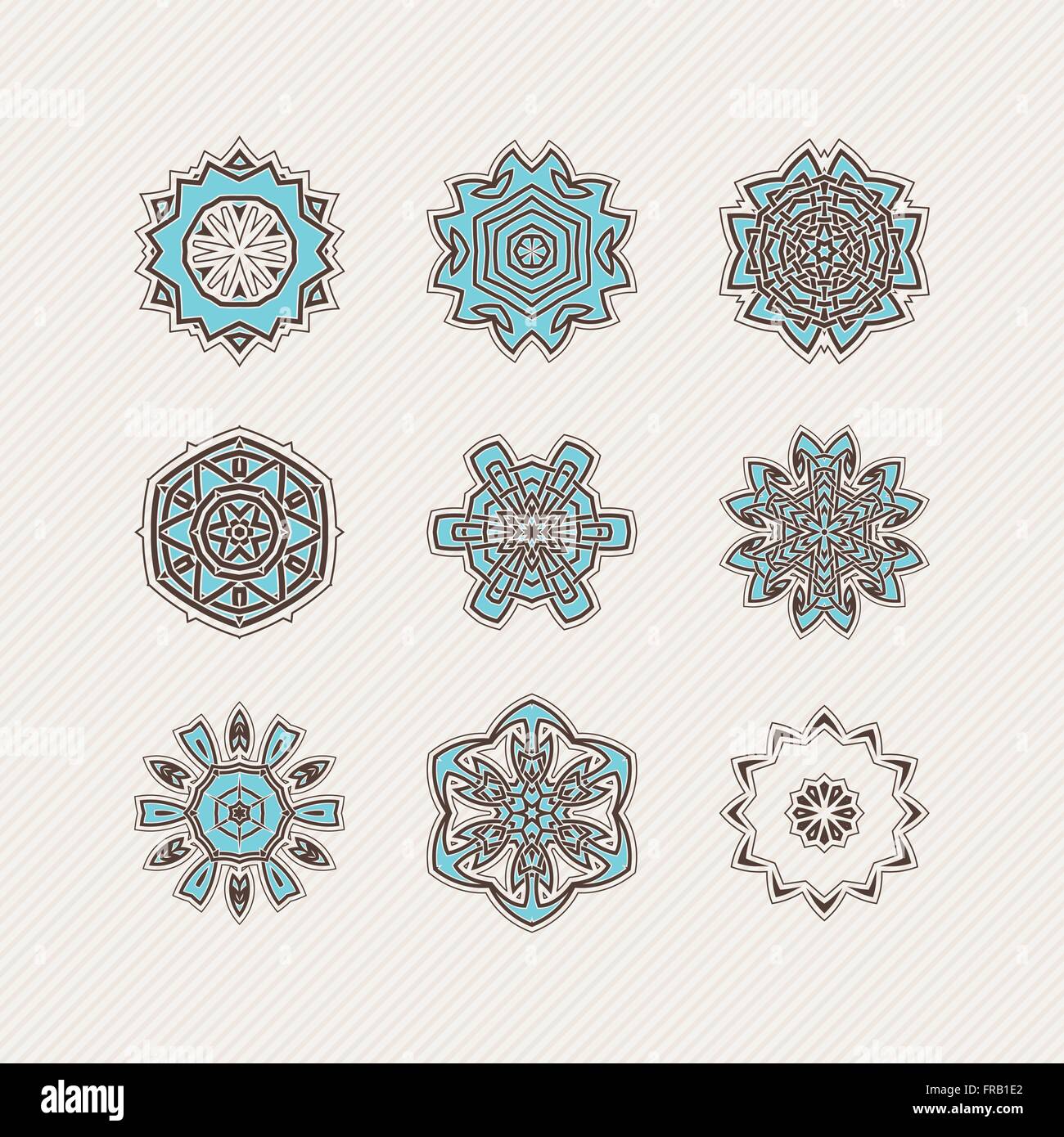 Set of ornate vector mandala symbols. Gothic lace tattoo. Celtic weave ...