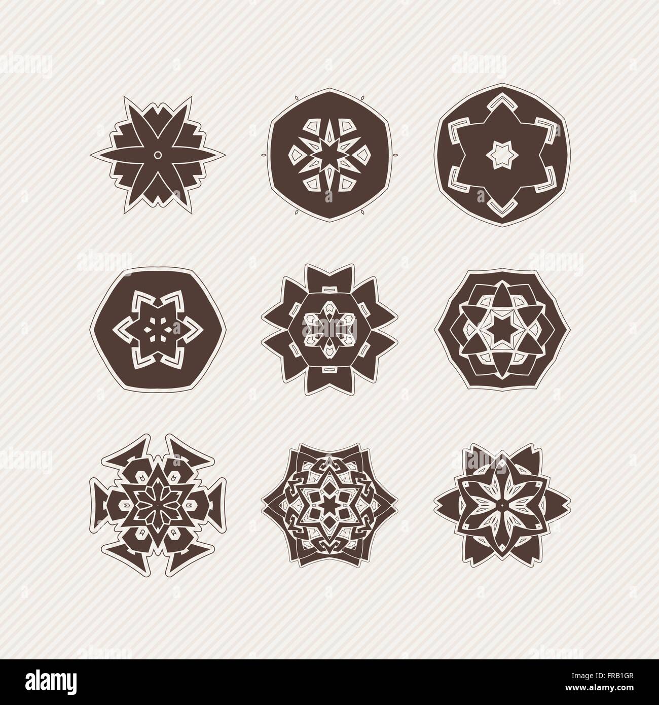 Set of ornate vector mandala symbols. Gothic lace tattoo. Celtic weave ...