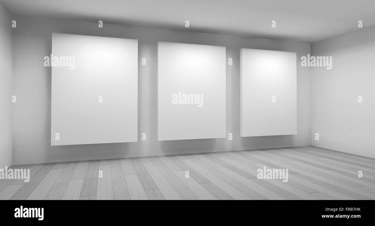 clean art gallery space with blank frames on the wall, clean room with ...