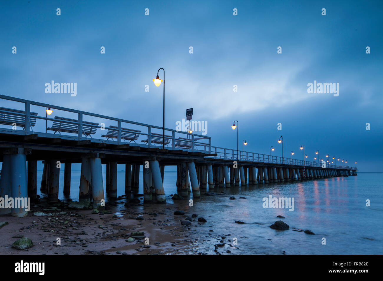Moody winter dawn at Orlowo Pier in Gdynia, Poland Stock Photo - Alamy