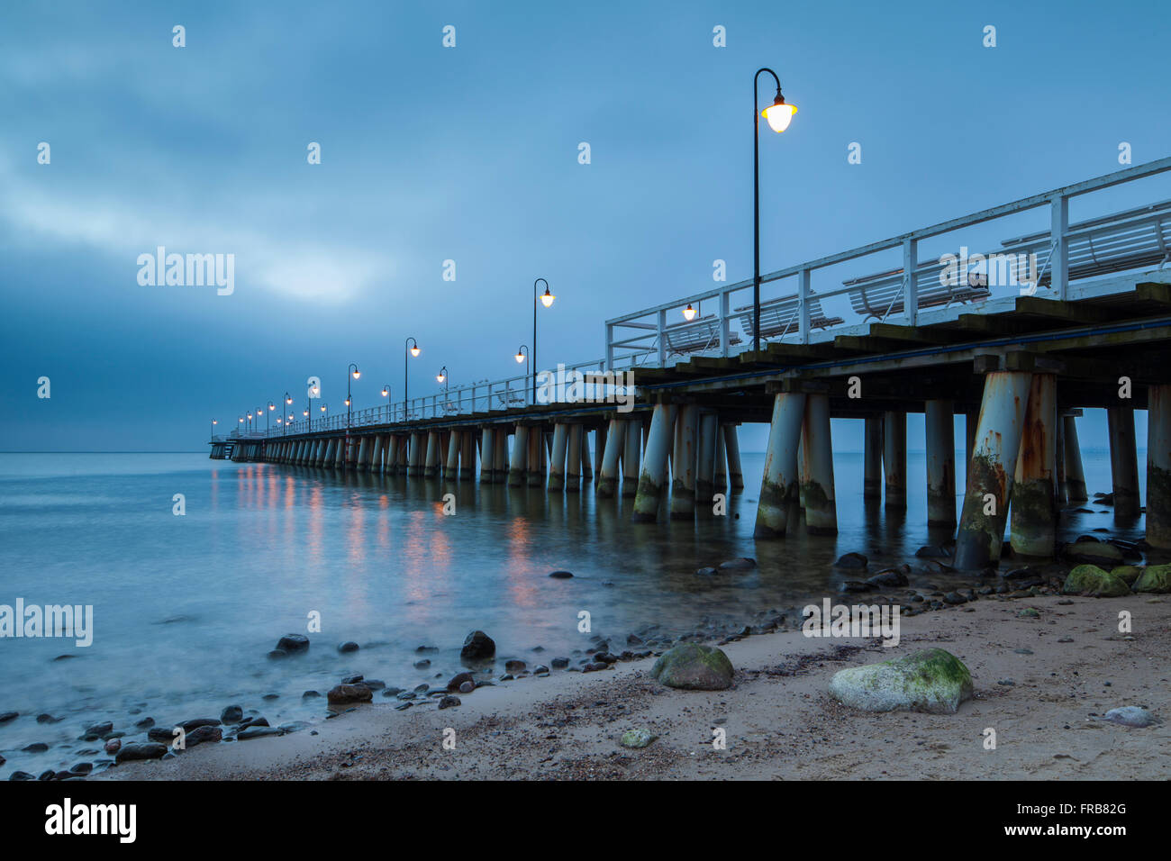 Moody winter dawn at Orlowo Pier in Gdynia, Poland Stock Photo - Alamy