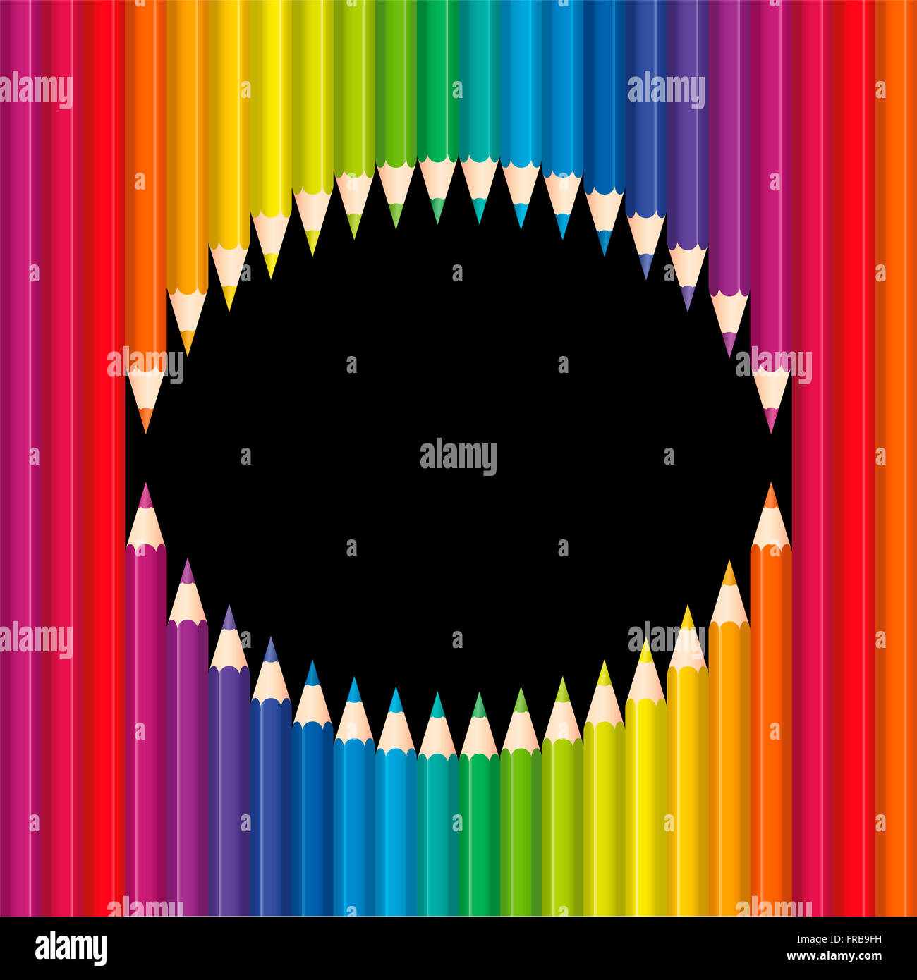 Pencils monster mouth with colorful sharp teeth Stock Photo - Alamy