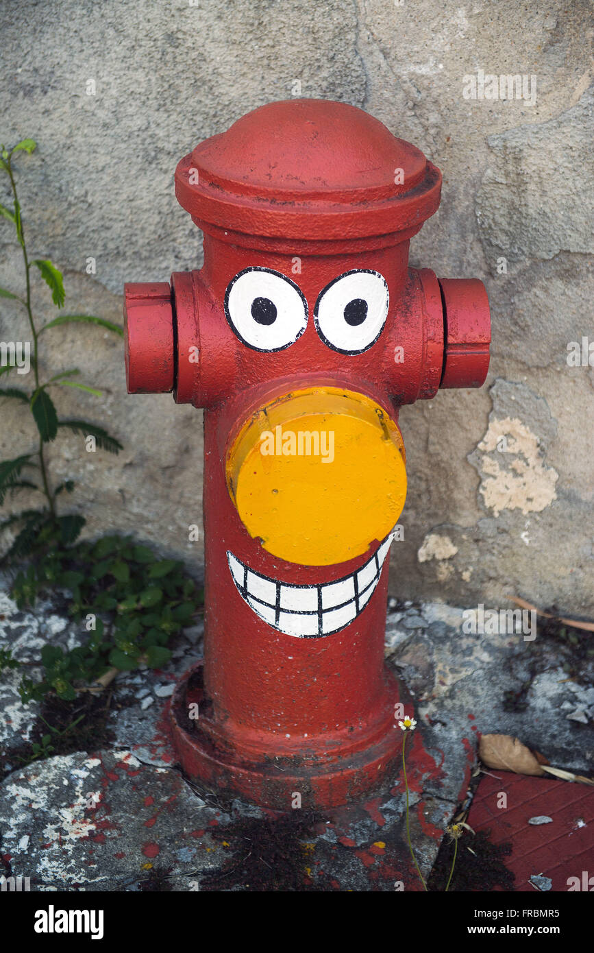 Hydrant with custom paint a smiley Stock Photo - Alamy