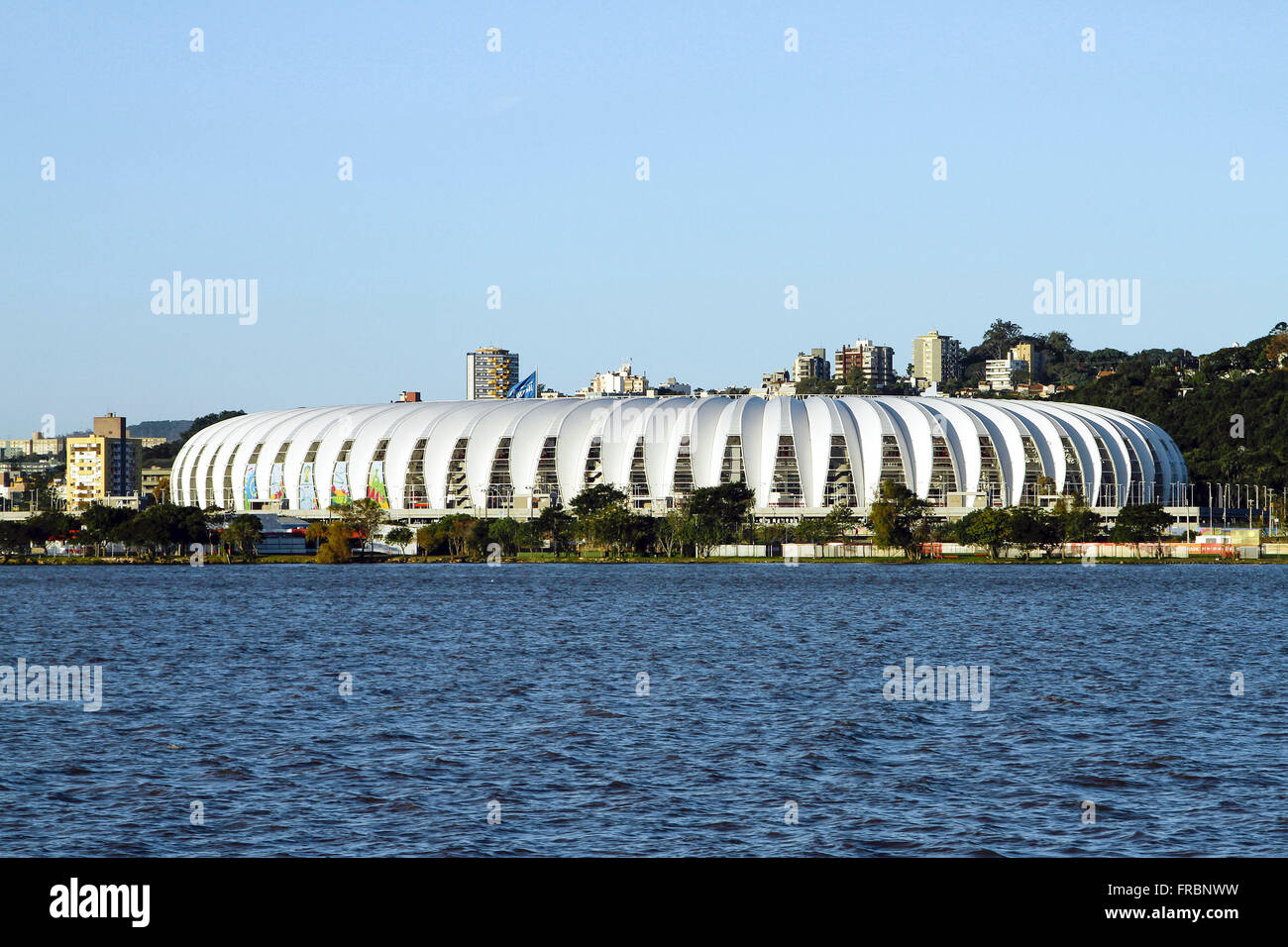 Lake Guaiba and bottom Estadio Jose Pinheiro Borba also known as Giant ...