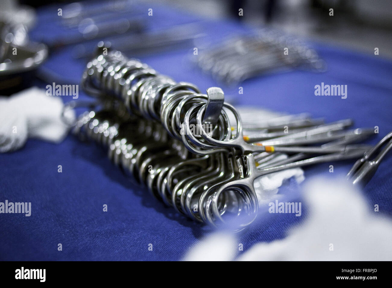 Surgical instruments on sterile surgical field hospital center Stock ...