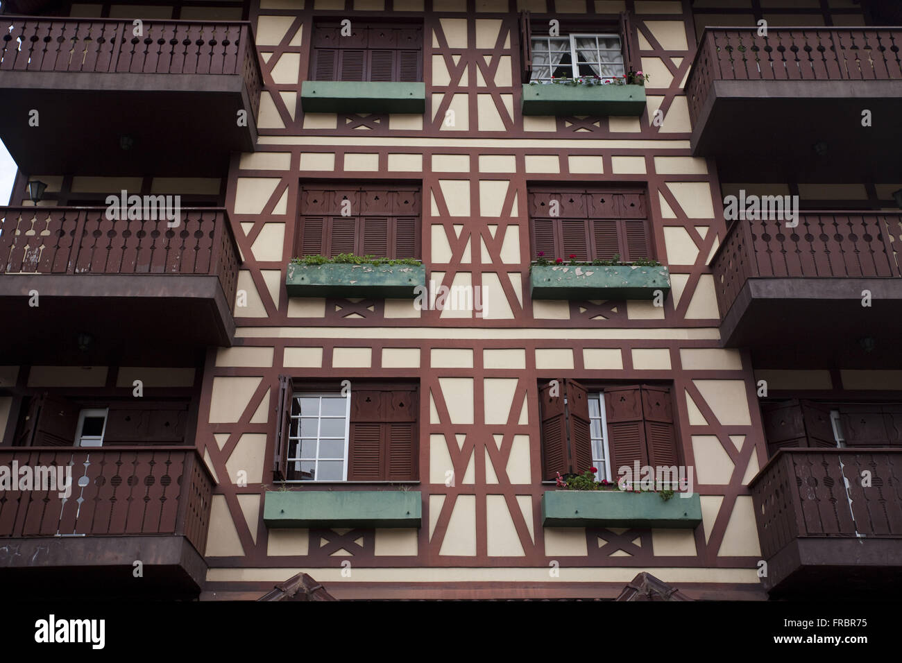 Detail of the facade of the half-timbered building - typical ...
