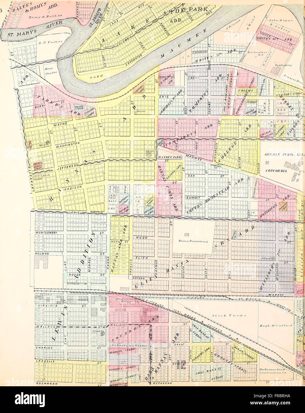 This 1898 atlas of Allen County, Indiana, includes maps of villages ...