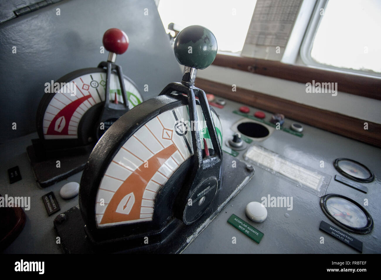 Detail of instruments on the bridge of the tug Sea-Triumph - £ 23 Navy ...
