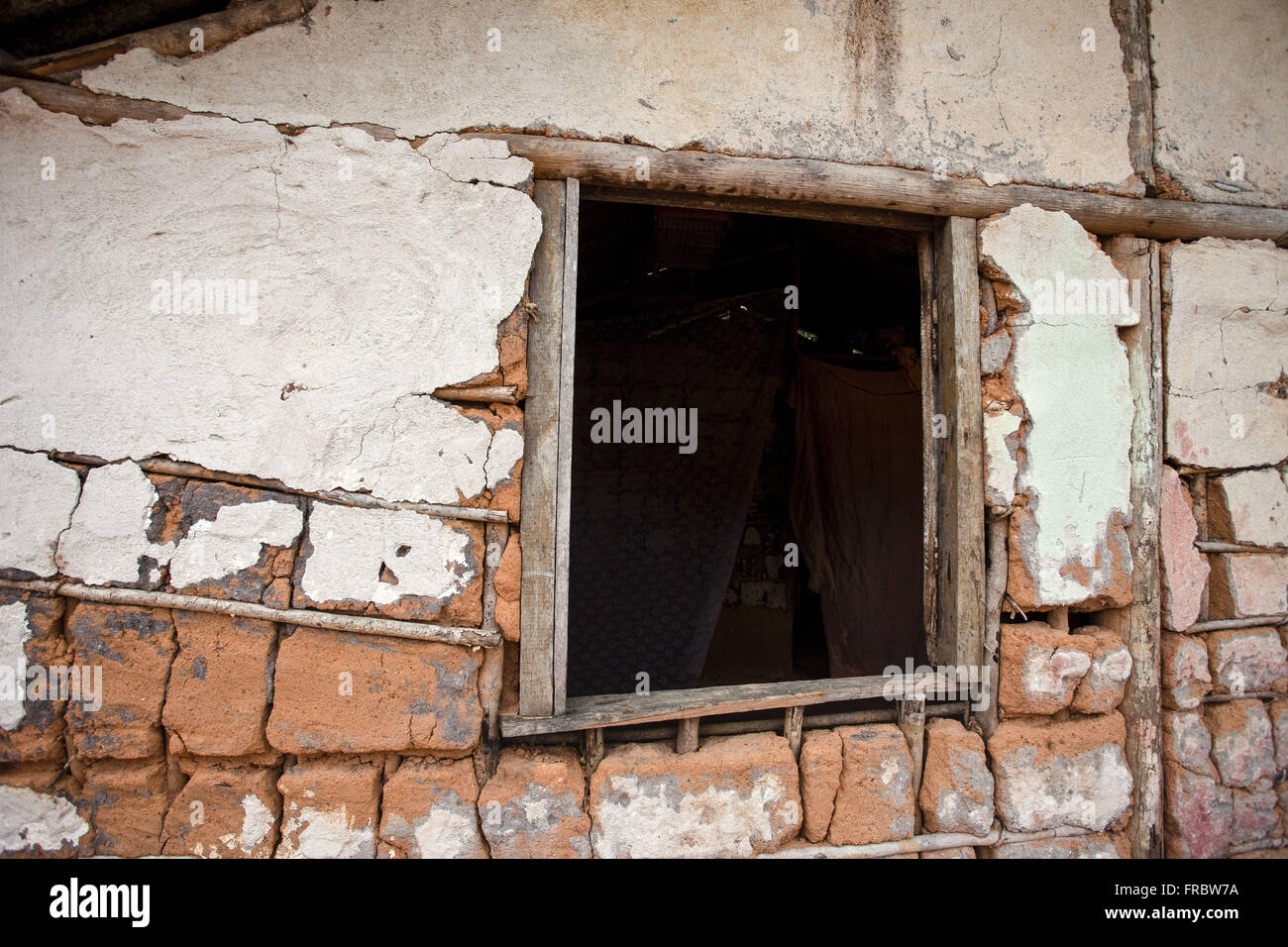 Detail of wall and house of wattle and daub window in district ...