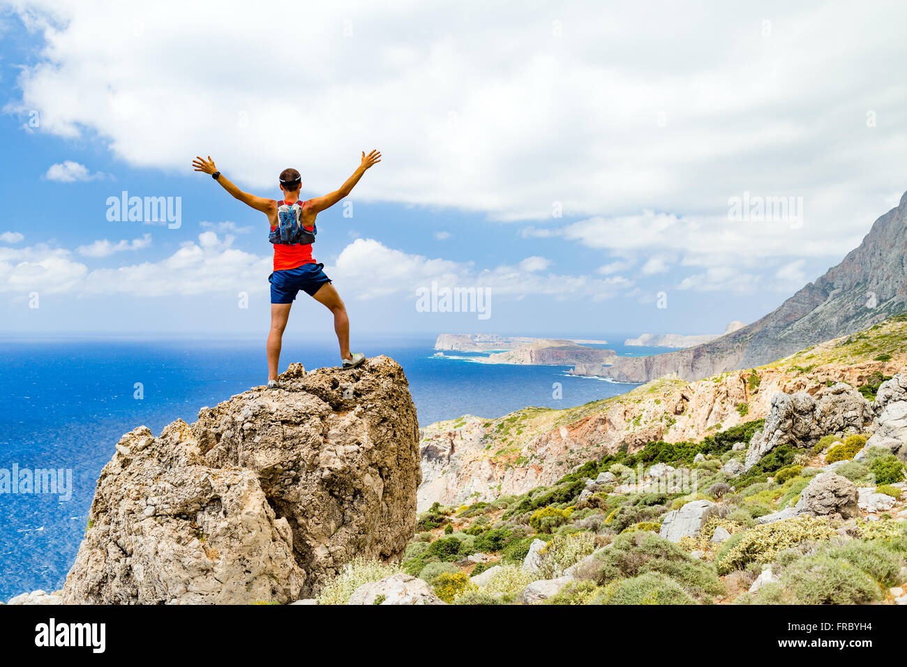 Success achievement running or hiking accomplishment or business ...