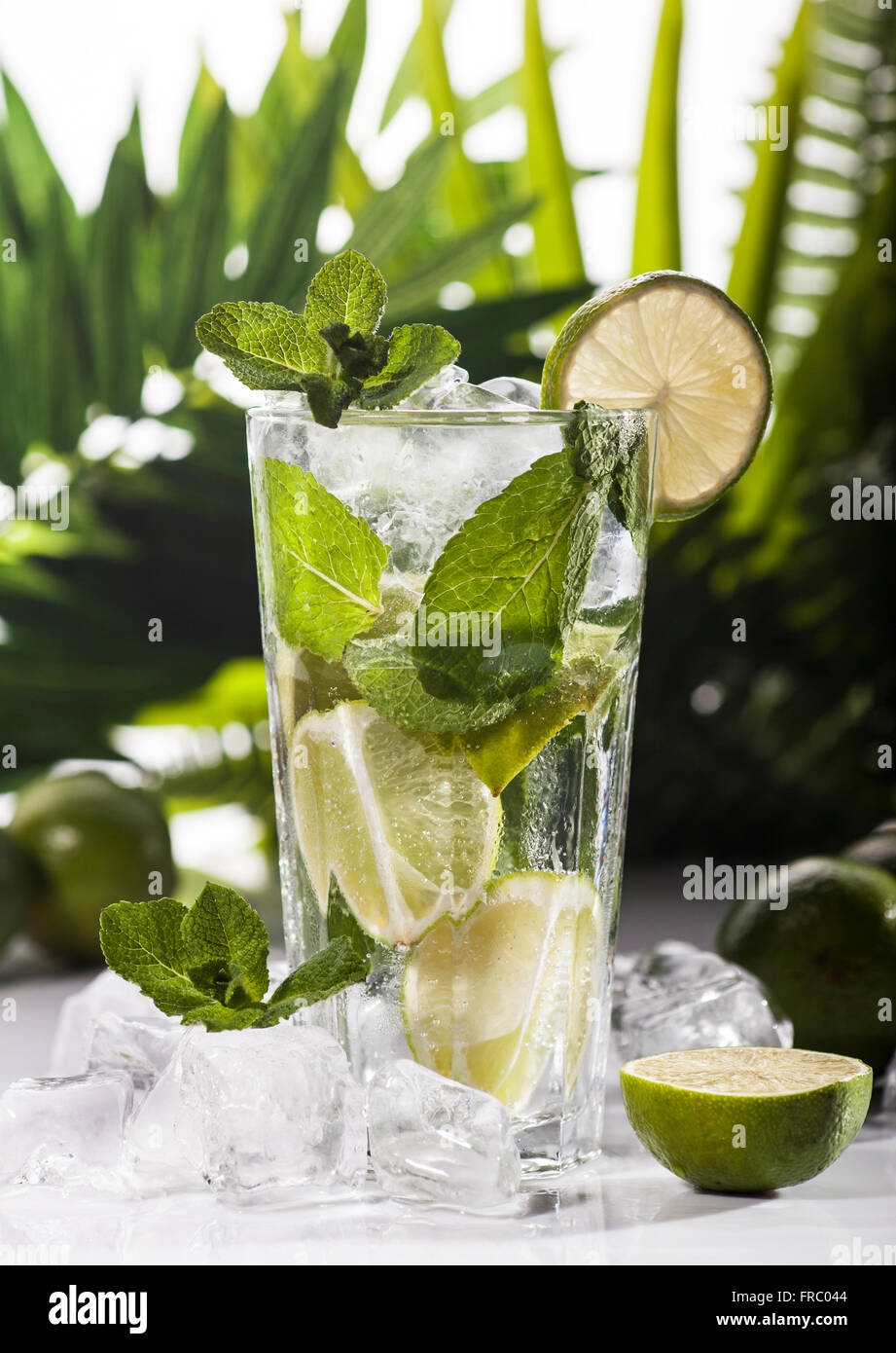 Mojito cocktail on tropical background Stock Photo - Alamy