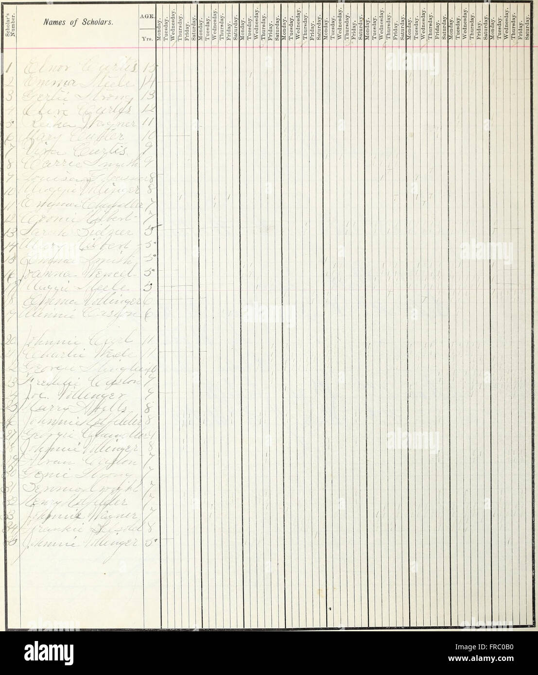 Ten Hatfield School registers, 1880-1881 (1880 Stock Photo - Alamy