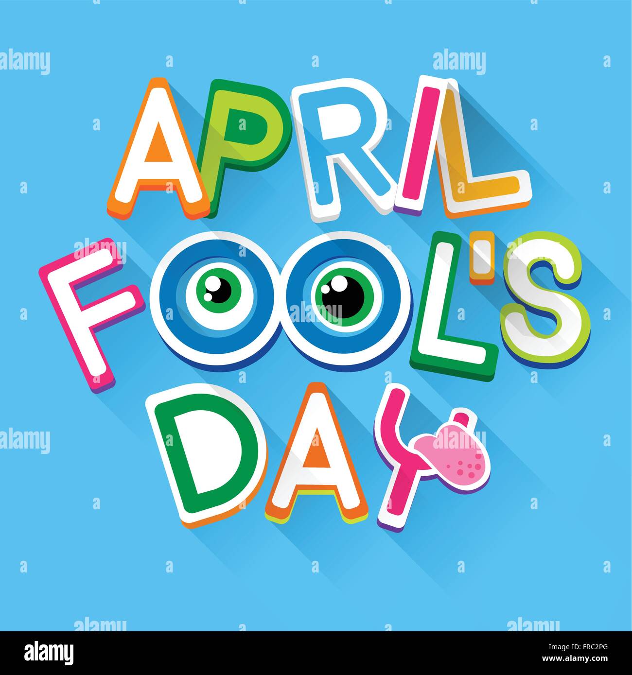 Fool Day April Holiday Greeting Card Banner Comic Crazy Eyes Stock ...
