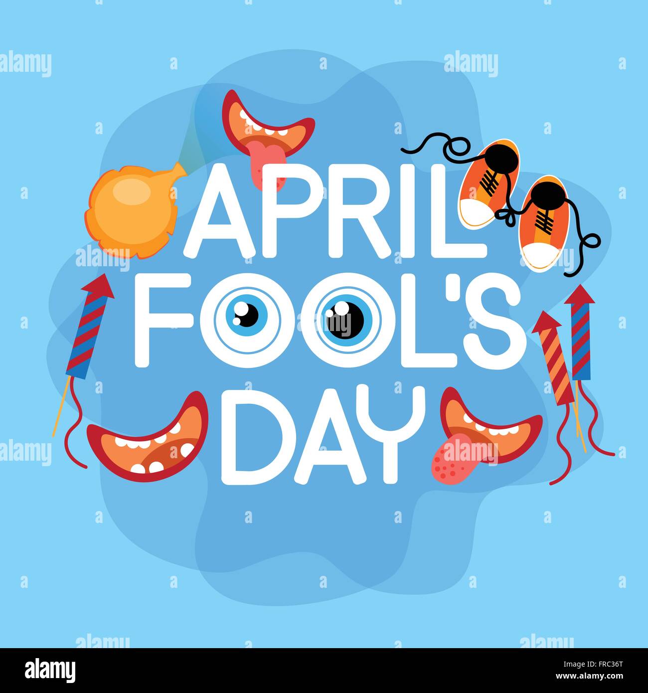 Fool Day April Holiday Greeting Card Banner Comic Crazy Eyes Stock ...