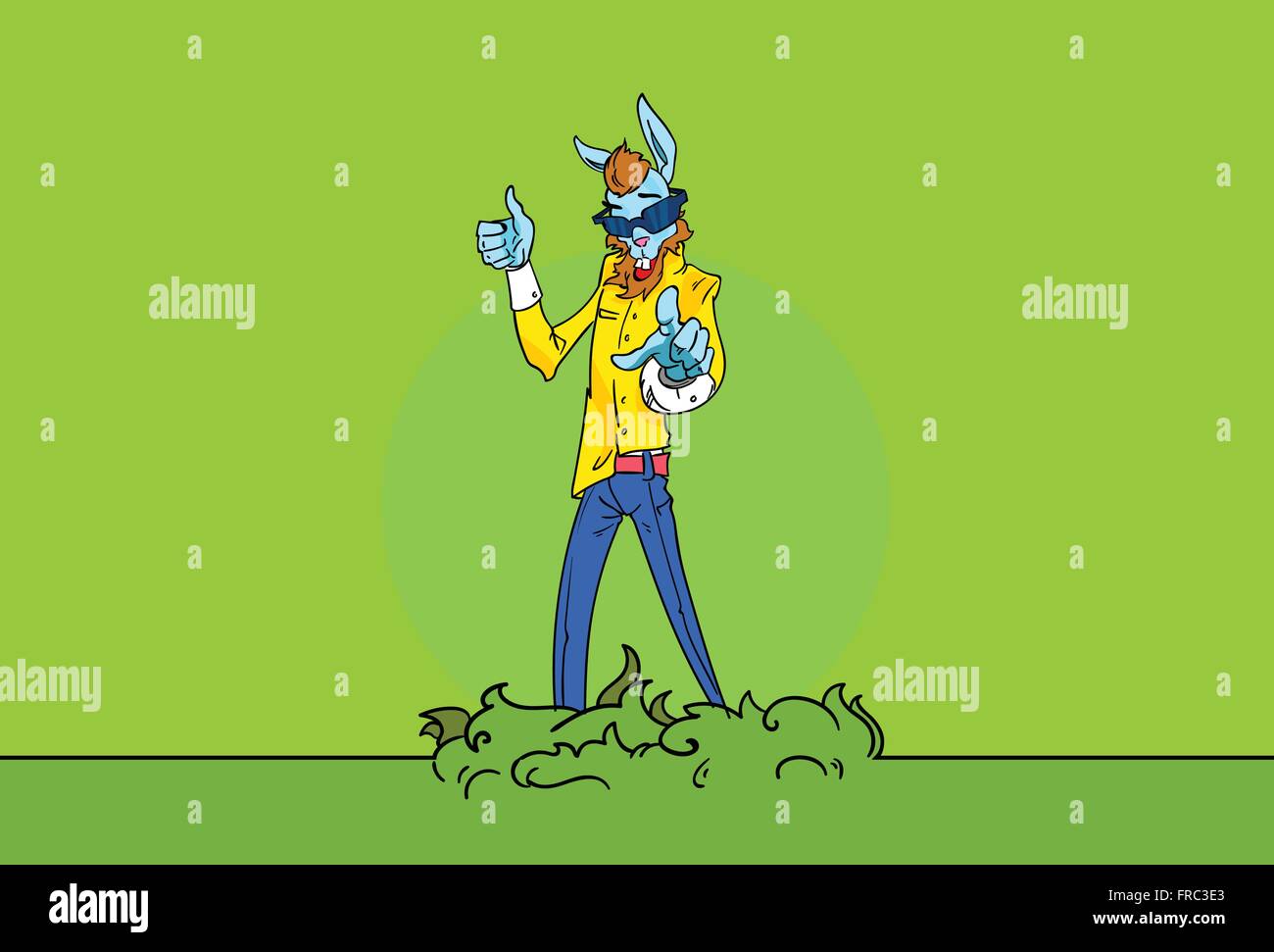 Bearded Rabbit Point Finger At You Hipster Animal Thumb Up Flat Stock ...