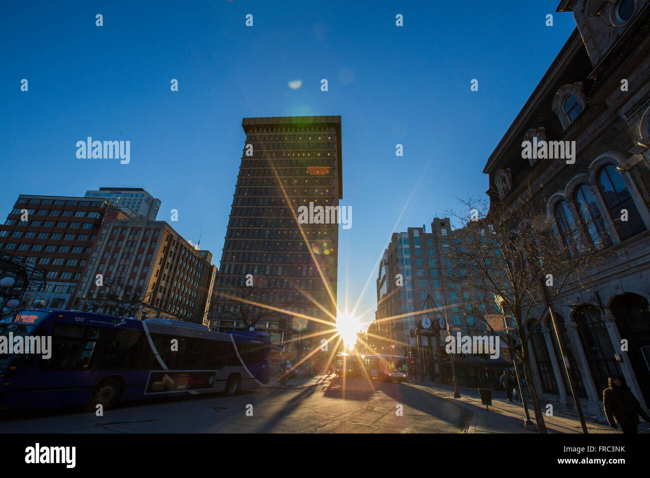 Quebec city downtown in winter sunset Stock Photo - Alamy