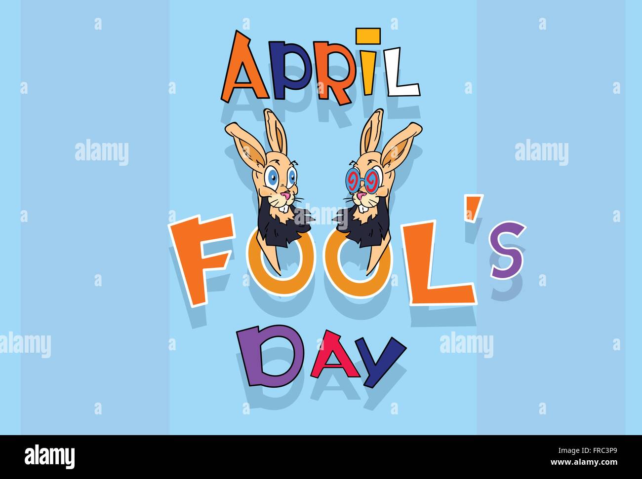 Fool Day Crazy Rabbit Couple April Holiday Greeting Card Banner Stock ...